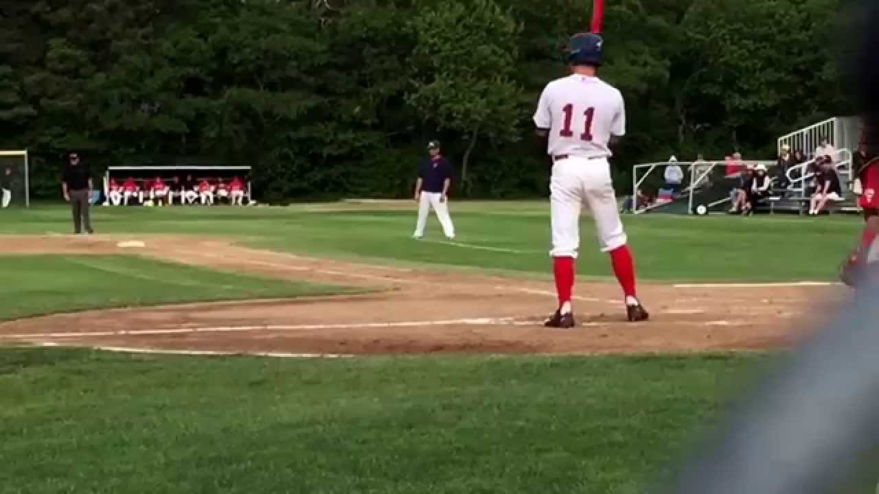Stephen Wrenn fast down first base line, Cape Cod Baseball League, June ...
