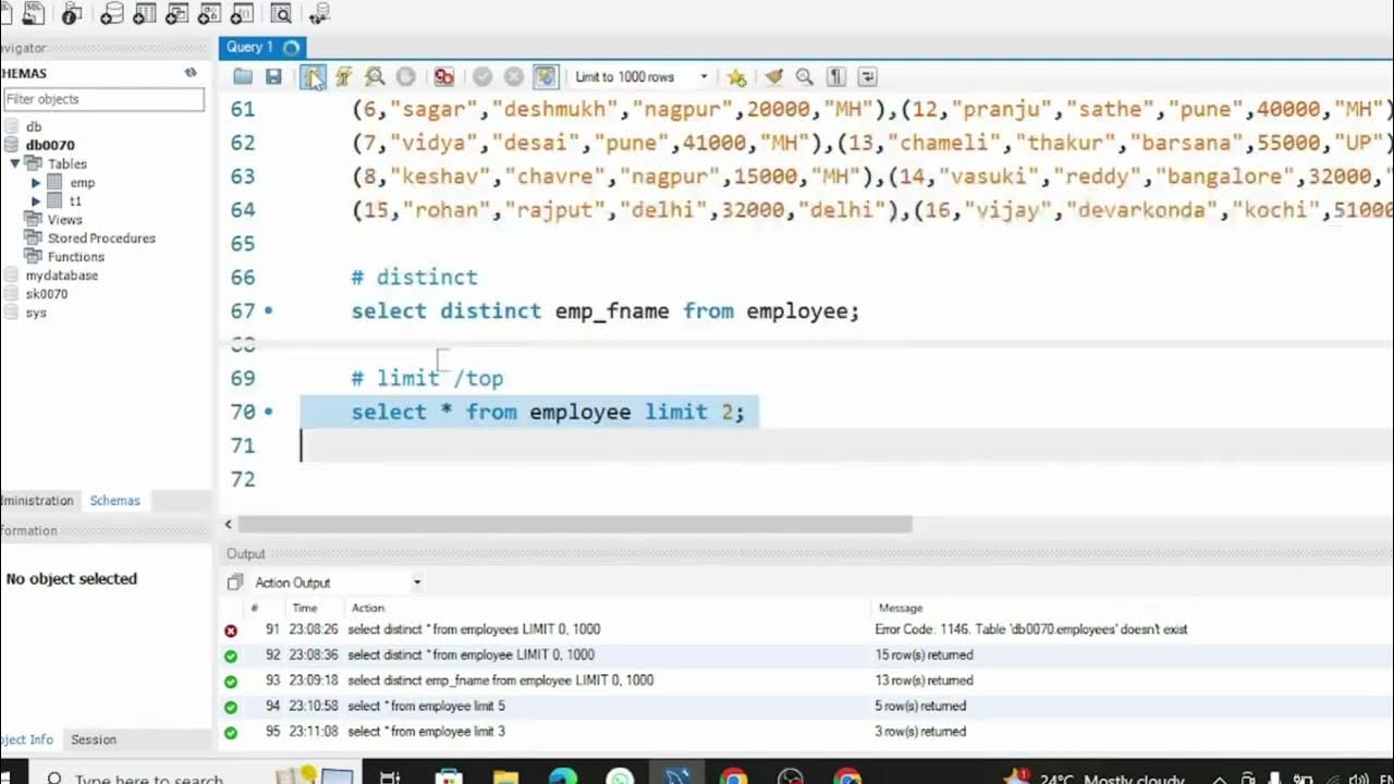 SQL: Distinct|Limit|Aggregate Functions(sum(),avg(),count(),min(),max())-Lecture5 - YouTube