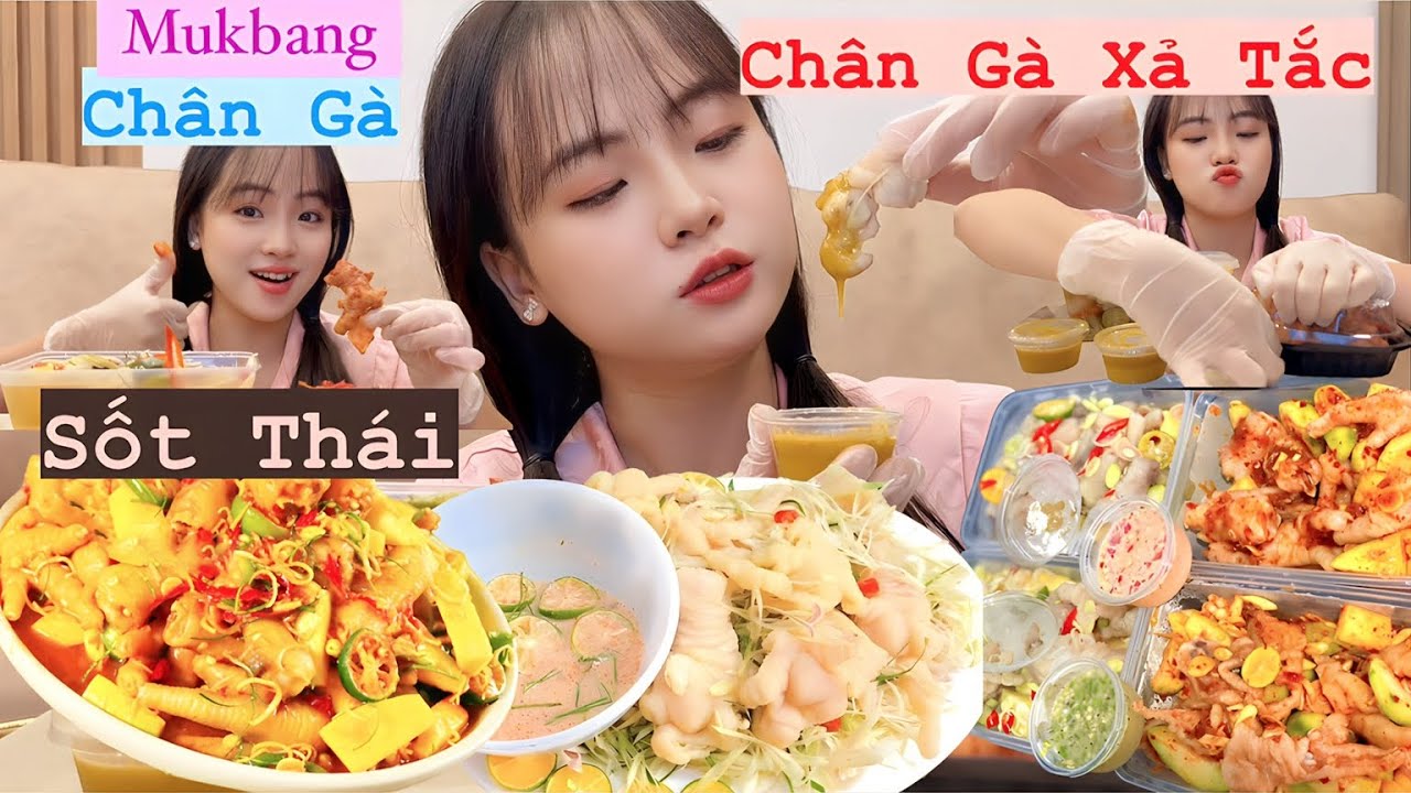 Mukbang Chân Gà Ngâm Xả Tắc Và Chân Gà Sốt Thái Rút Xương Giòn Dai Đã Miệng | Tuyết Ruồi Mukbang ...