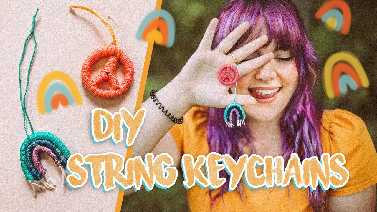 How to Make Rainbow String Key Chains | Aesthetic DIY - YouTube