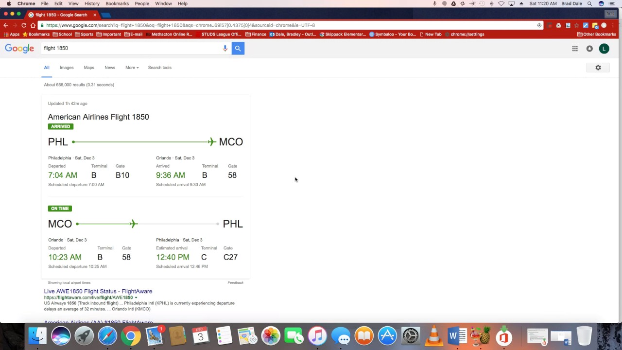 Flight number on Google - see scheduled arrival time - YouTube