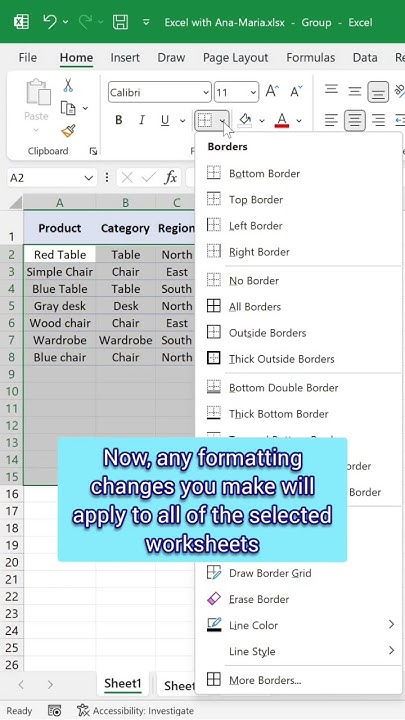 How To Format Multiple Worksheets At The Same Time In Excel Excel Shorts Exceltips Youtube