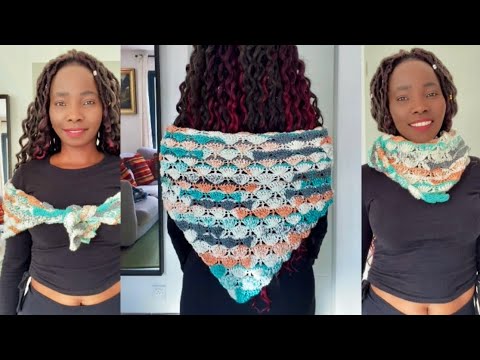 How to Crochet a Beautiful Triangle Shell Shawl | Simple Step By Step ...