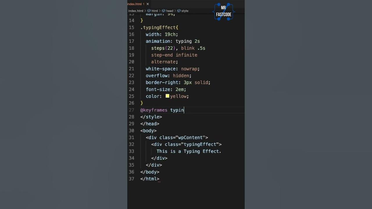 CSS Text Typing Animation | HTML CSS #shorts - YouTube