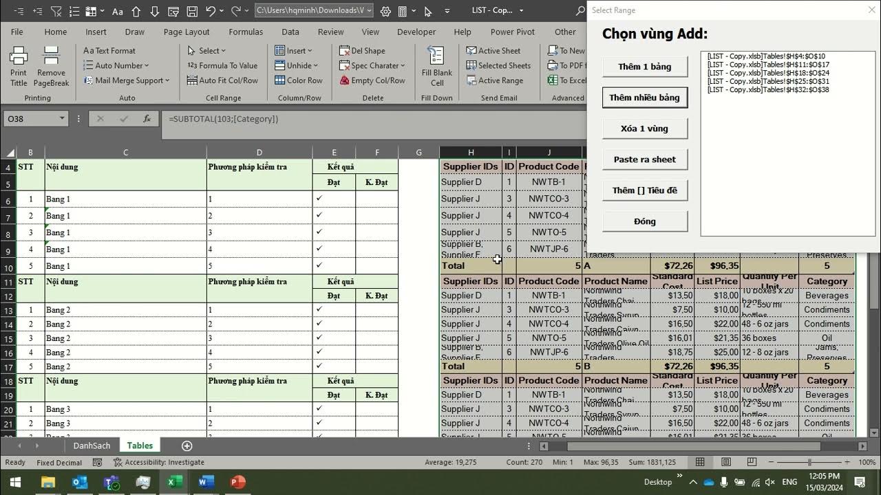 Mail Merge Word with Excel support to create table range - YouTube
