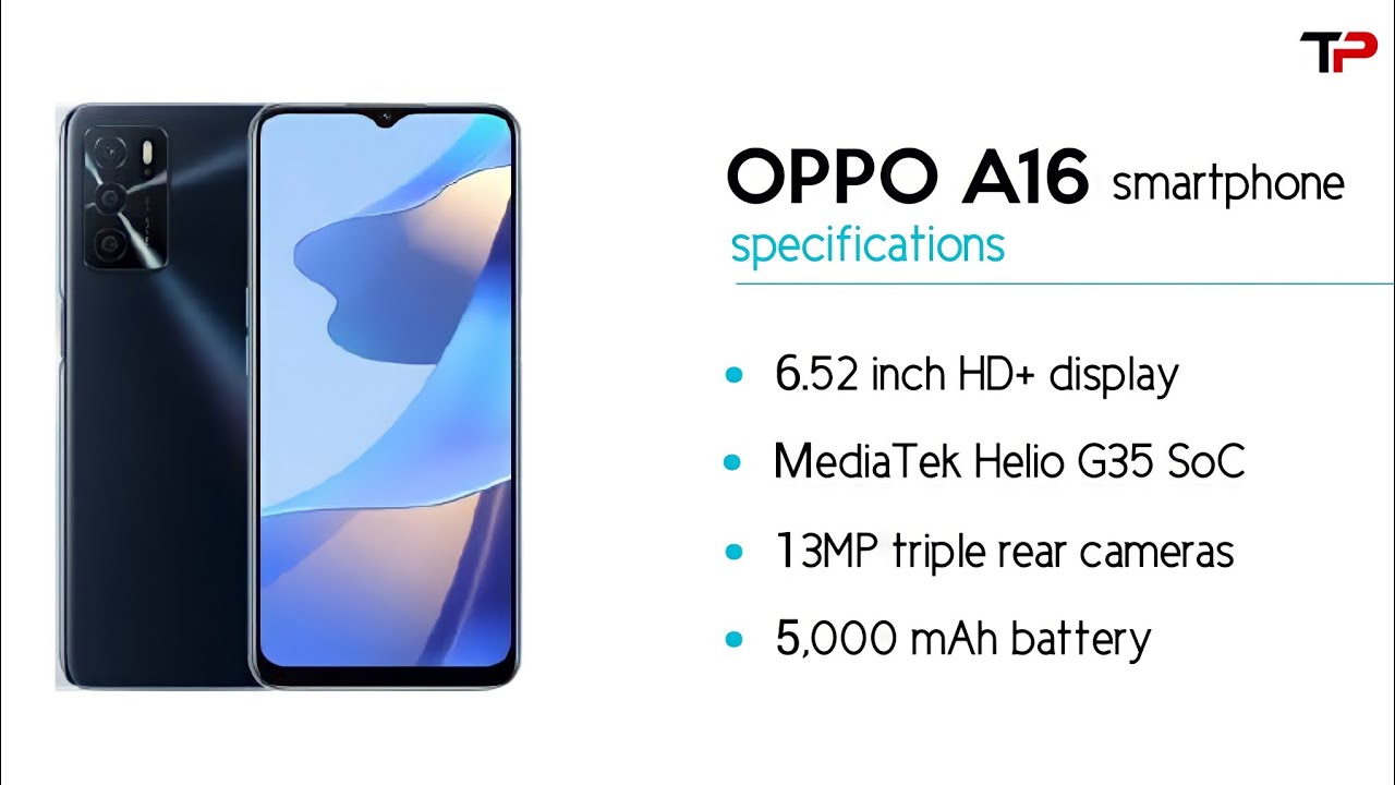 Oppo A16 : Full Specifications And Price | - YouTube