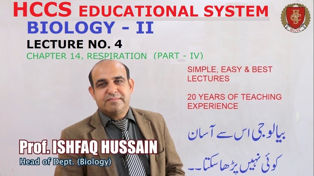 LEC # 4, Prof. ISHFAQ, Ch. 14 Respiration (Part IV), Transportation of ...