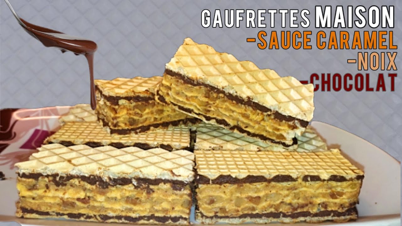 Gaufrettes MAISON avec du caramel, noix et chocolat - YouTube