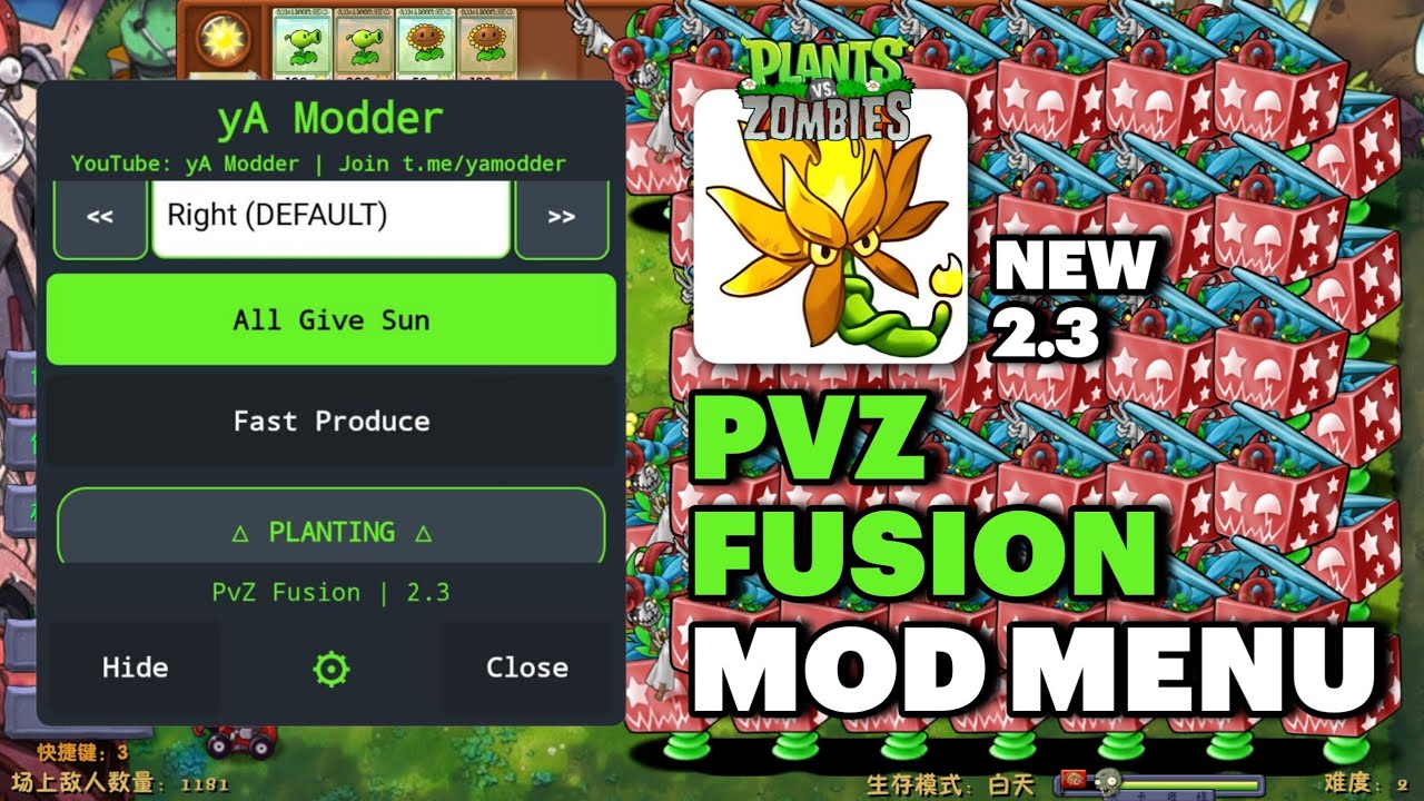 PvZ Fusion v2.3 Mod Menu Spawn Plant, High Damage, No CD, Auto Kill ...