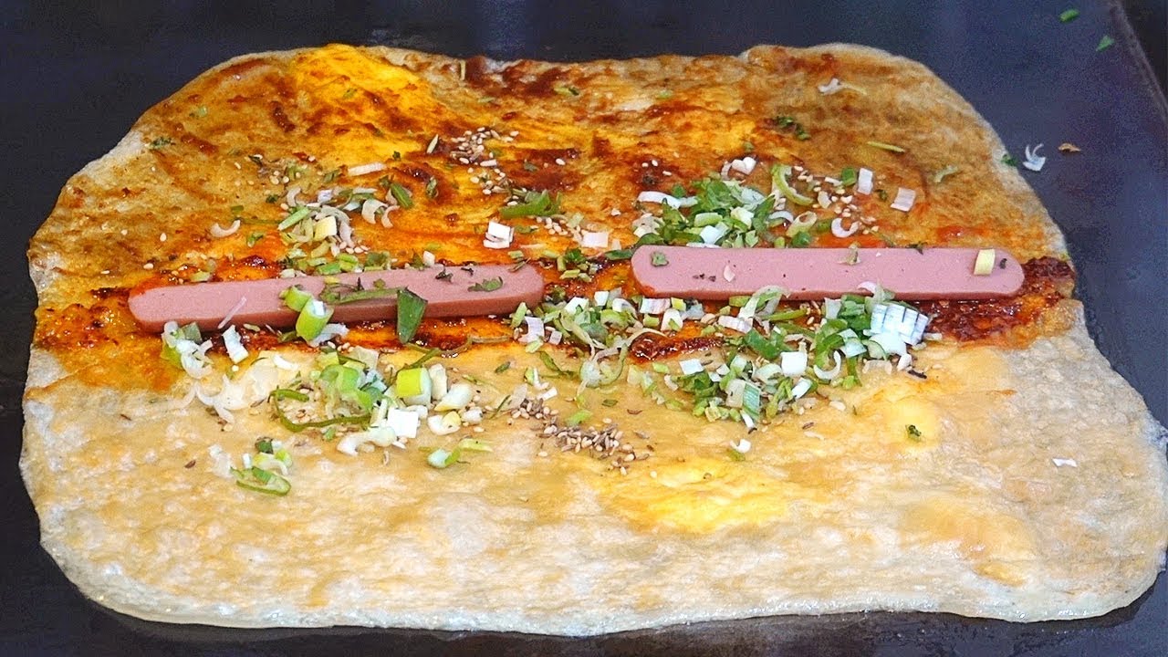 Egg filling Spicy Chinese Crepes (Jidan Guan Bing) - Korean Street Food ...