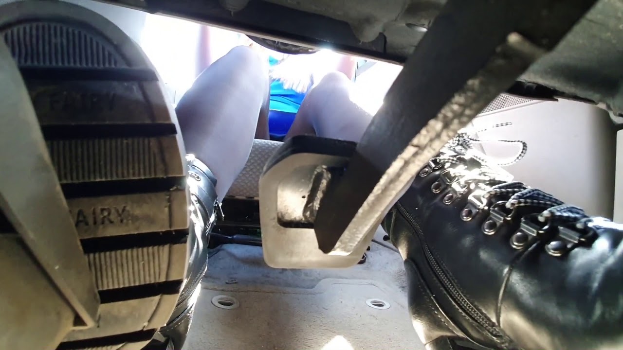 High Heel Ankle Boots Driving & Pedal Pumping Manual Car UNDER PEDAL ...