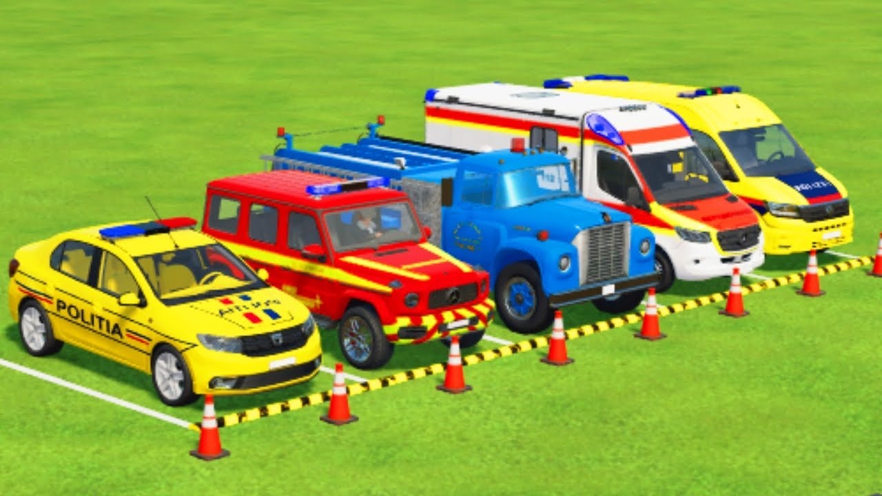 TRANSPORTING POLICE CARS, FIRE DEPARTMENT, AMBULANCE EMERGENCY VEHICLES ...