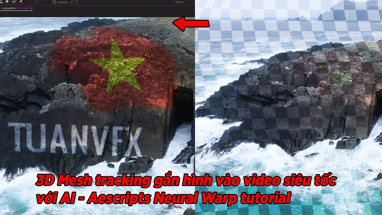 Cực ảo! 3D mesh track hình ảnh vào video trong 1 click chuột với AI - Aescripts Neural Warp ...