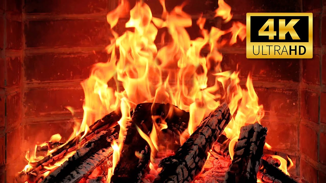 🔥 4K Winter Fireplace Ambience | Crackling Logs & Burning Fire Sounds ...
