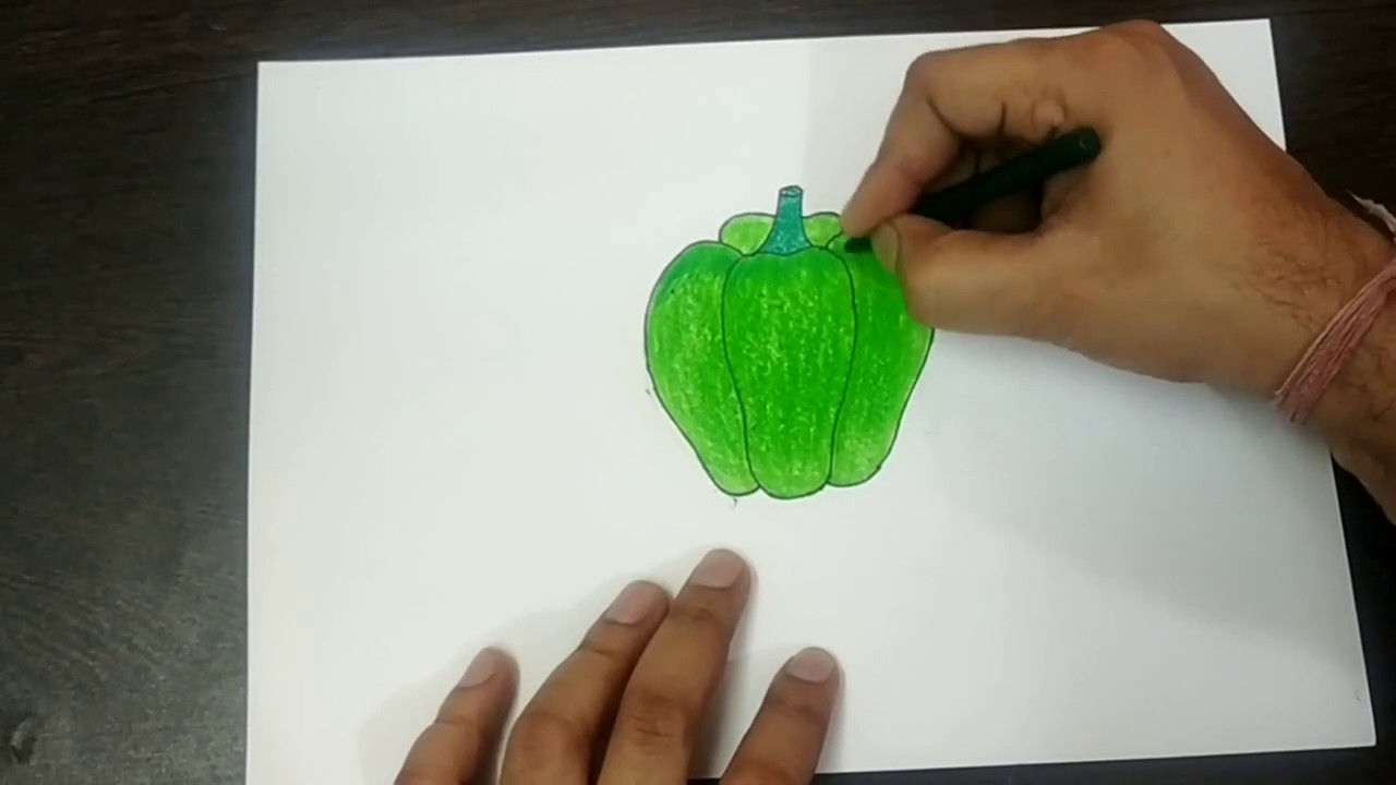 How to draw capsicum,Capsicum drawing easy,Capsicum drawing easy step ...