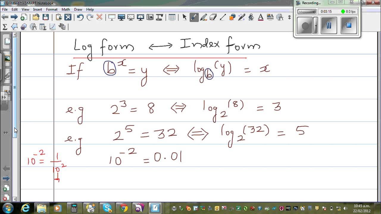Writing from log form to index form and vice versa - YouTube