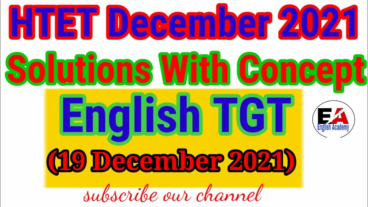 HTET 19 December 2021 English (TGT) Solutions with Concept|| TGT ...