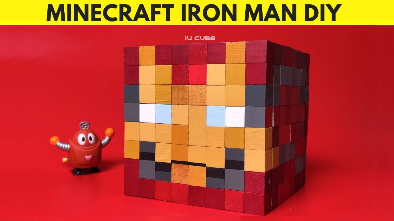 I made Minecraft IRON MAN / Wood Brick Builder - YouTube