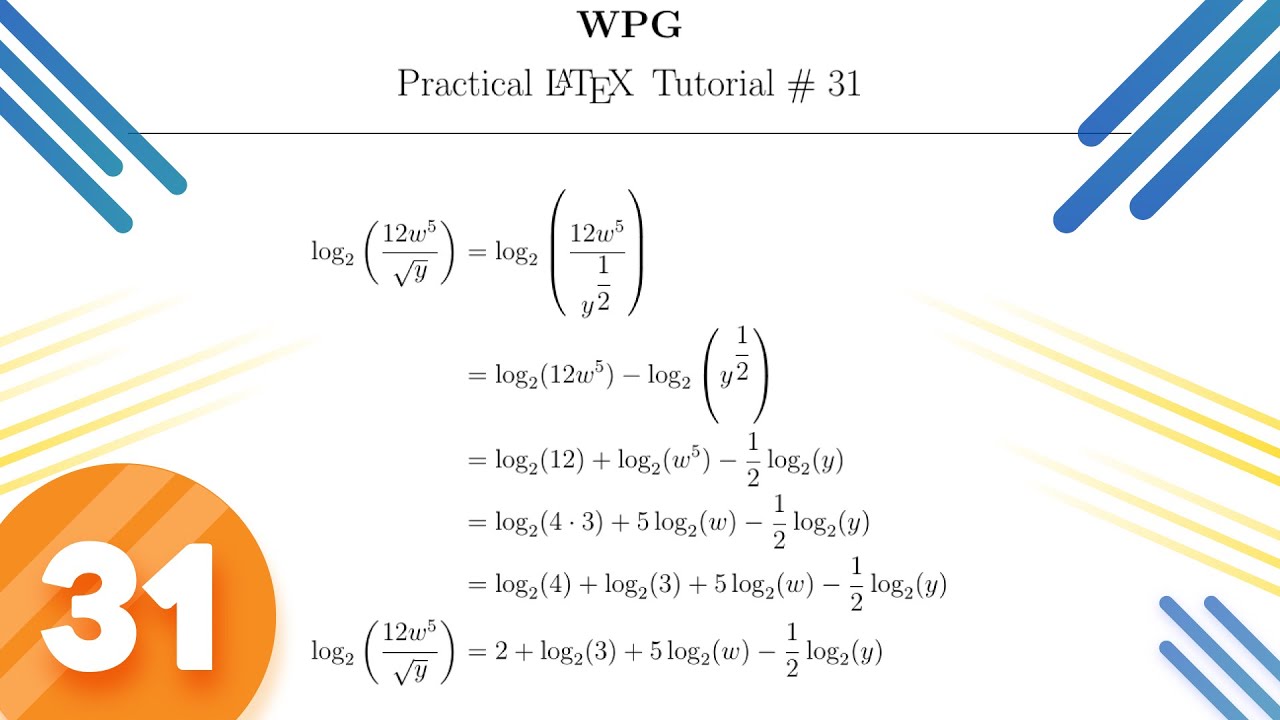 LaTex Tutorial 31 Solving Logarithmic Equation YouTube