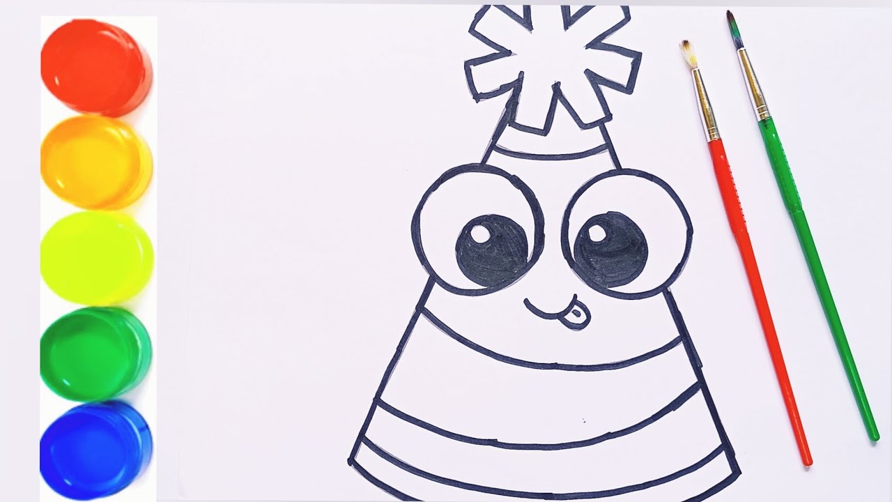birthday party🎂🎉🎈 birthday cap 😍//easy drawing for kids🤩 and colouring ...
