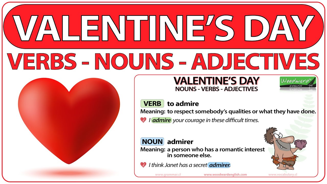 Valentine's Day Verbs Nouns Adjectives in English ♥️ Learn English ...