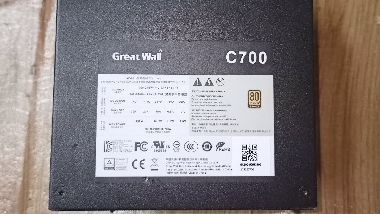 RUNNING TES GREATWALL C700 80+ BRONZE WITH GTX 1060 6GB DDR5 ASUS ...