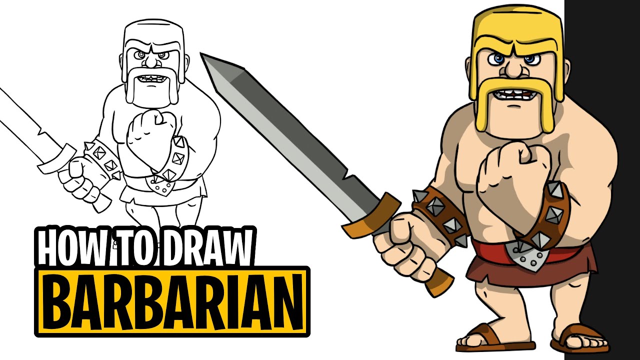 How to draw the Barbarian from Clash of Clans | Cum sa desenezi ...