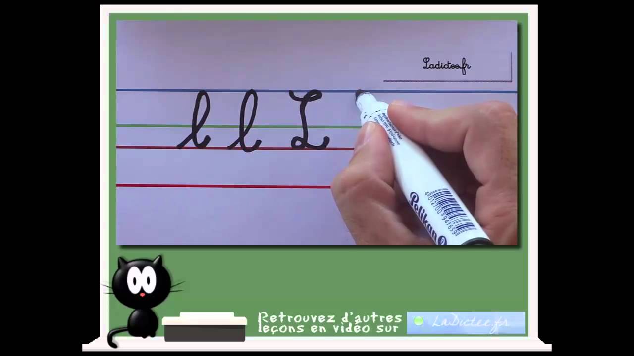 Alphabet cursif - comment écrire la lettre cursive L - vidéo en langue ...