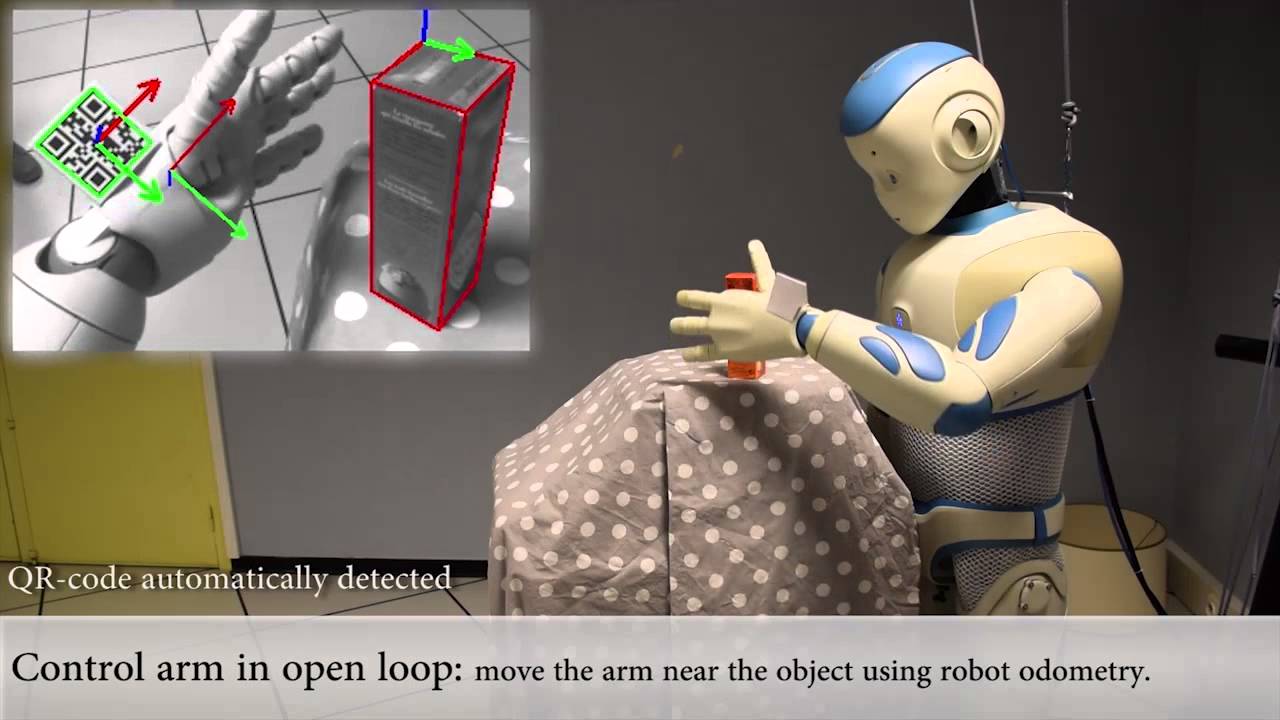 Romeo humanoid robot grasping demonstration v2 - YouTube