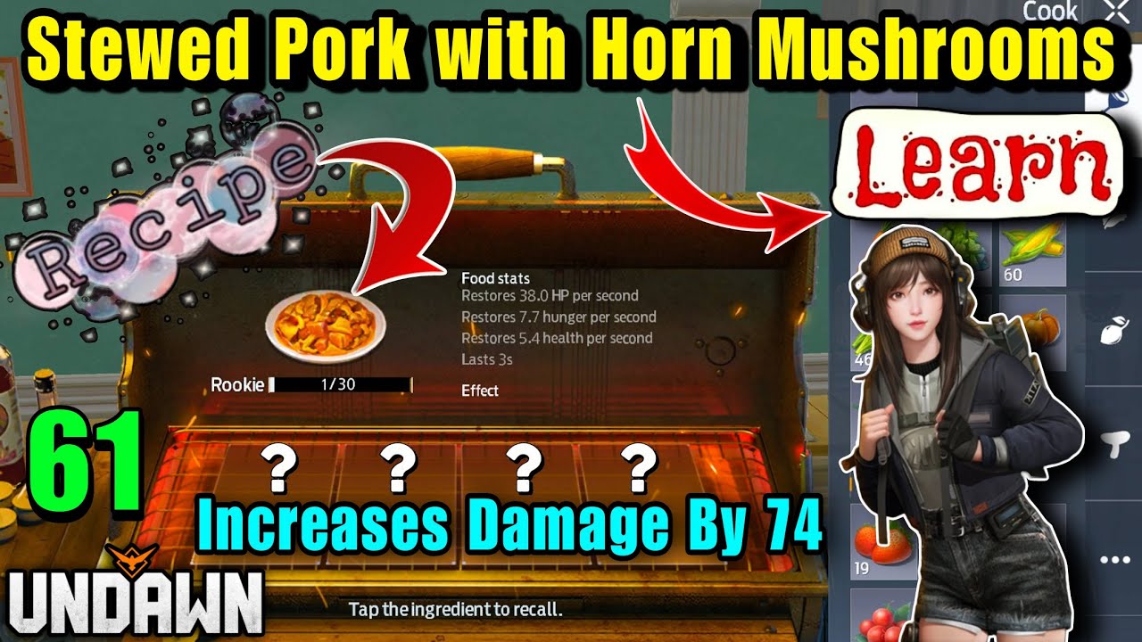Undawn | Stewed Pork With Horn Mushrooms | Recipe | Increases Damage # ...