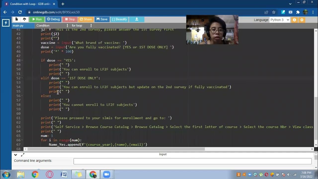 For And While Loops Using Onlinegdb Python Youtube