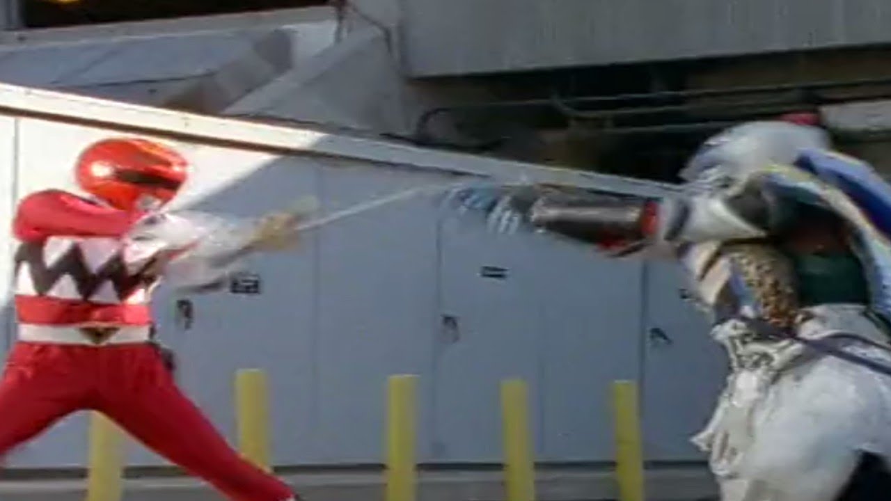 Power Rangers Lost Galaxy - Silent Sleep - Red Ranger vs Treacheron ...