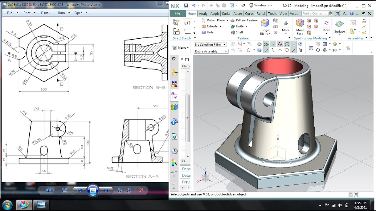 #NX CAD #hexagonal Part - YouTube