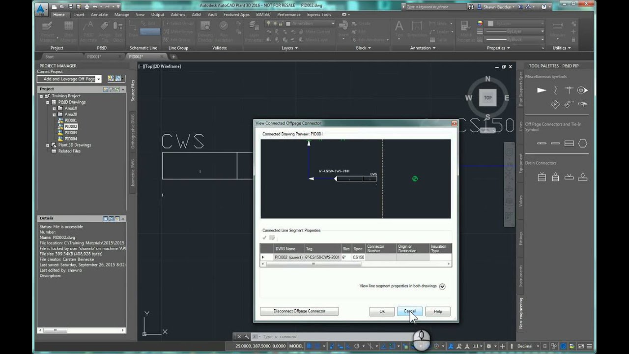 AutoCAD P&ID Reviewing Offpage Connectors - YouTube
