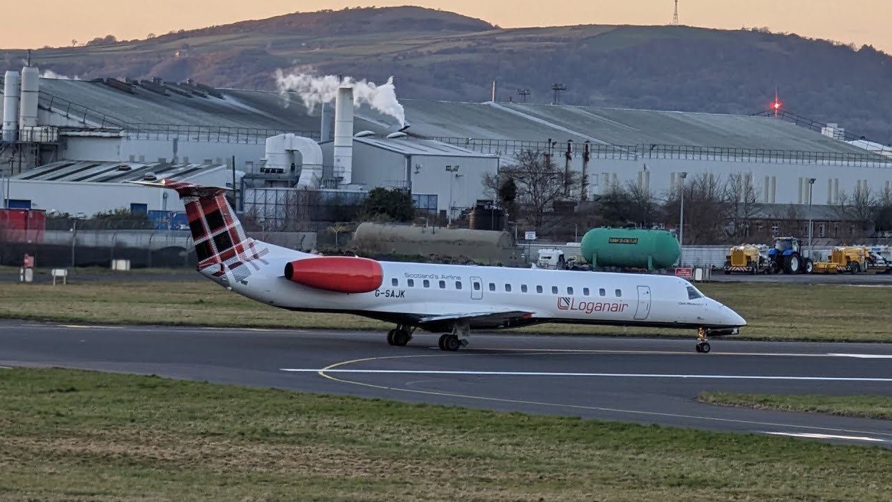 Logan Air (G-SAJK) : Embraer ERJ-145EP : taking off from Belfast (BHD ...