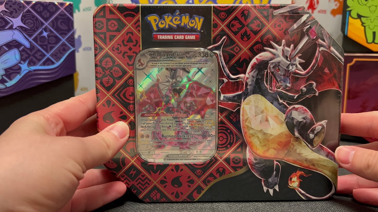 Paldea Fates Charizard Tin Box ASMR opening - YouTube