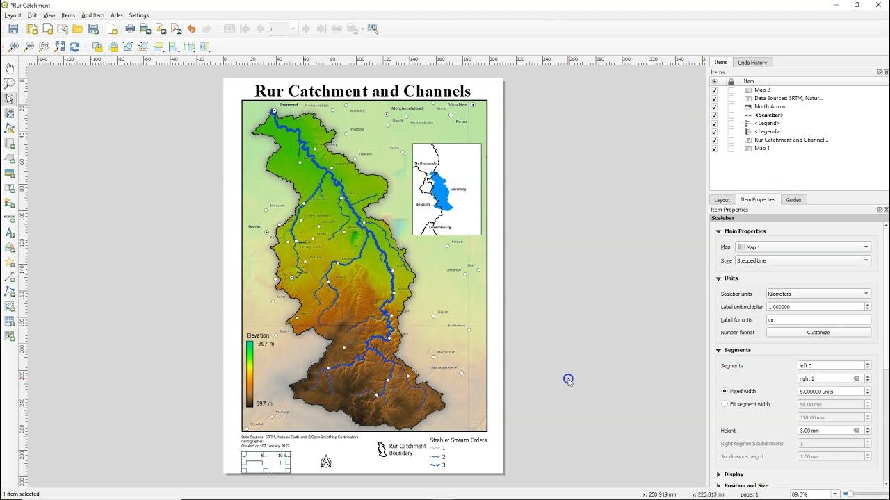 Link Scale Bar and North Arrow to the Correct Map Frame in the QGIS Print Layout - YouTube