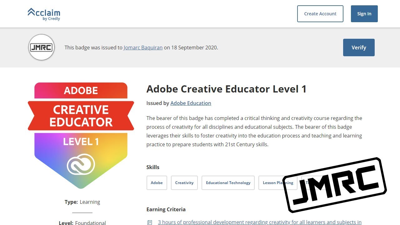 Got it! Adobe Creative Educator Level 1 Badge - YouTube