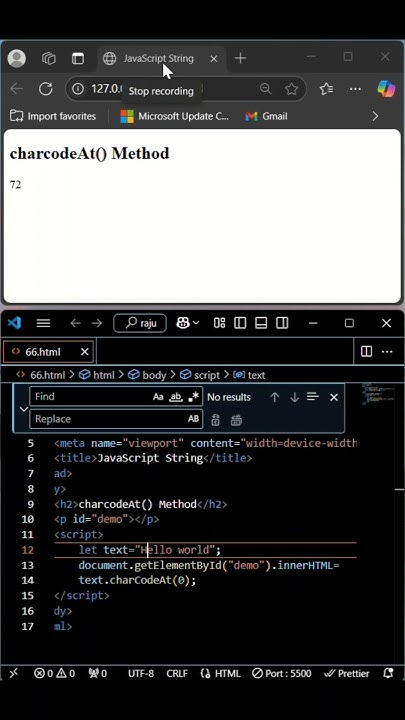 𝐒𝐭𝐫𝐢𝐧𝐠 𝐜𝐡𝐚𝐫𝐂𝐨𝐝𝐞𝐀𝐭()|#javascript #js #strings #character #html #css #code #method ...