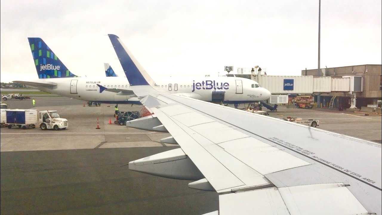 JetBlue A321 Pushback/Safety Demo in Boston - YouTube