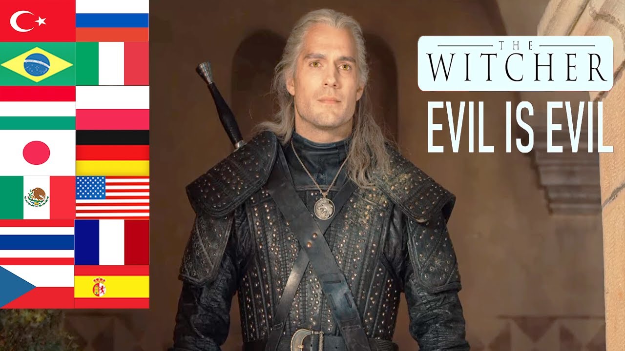 The witcher "Evil is Evil" quote in different languages - YouTube
