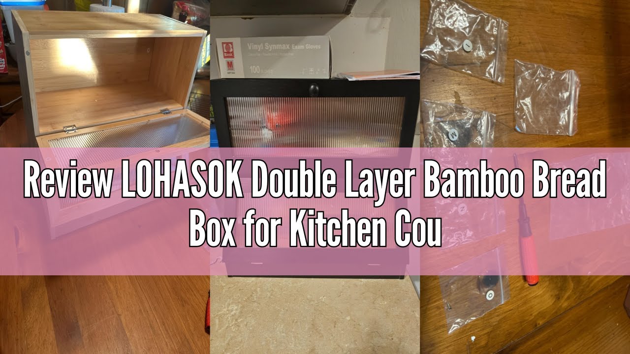 Review LOHASOK Double Layer Bamboo Bread Box for Kitchen Counter-Large ...