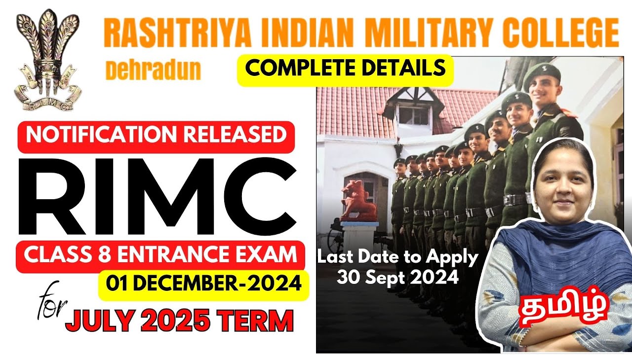 RIMC Exam Dec 2024 Notification in Tamil | Rashtriya Indian Military ...