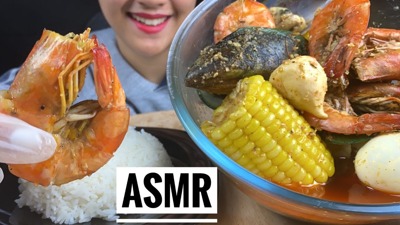 ASMR SEAFOOD (SHRIMP, MUSSELS AND CRAB BALLS) collab with AKIS ASMR ...