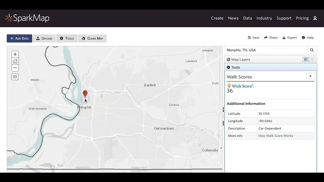 How to Use the Walk Scores Tool in the SparkMap Map Room - YouTube