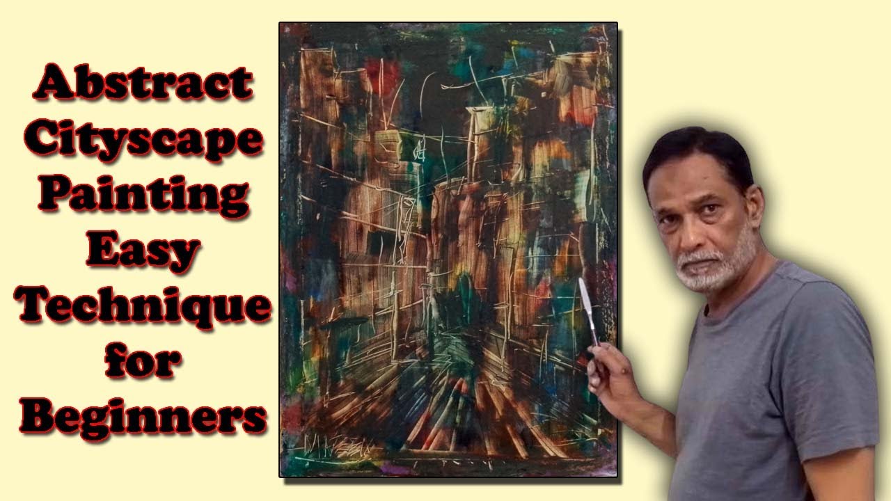 Abstract cityscape painting | Creative art techniques | Tutorial for ...