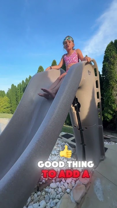 Sliding into Summer 🛝 Add a Pool Slide to your Outdoor Pool!💥 #pool # ...