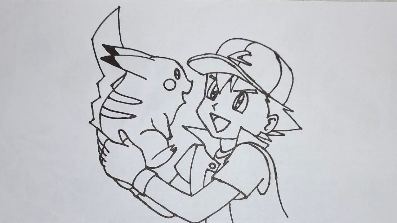 ash and pikachu drawing easy | ash and pikachu drawing | ash and ...