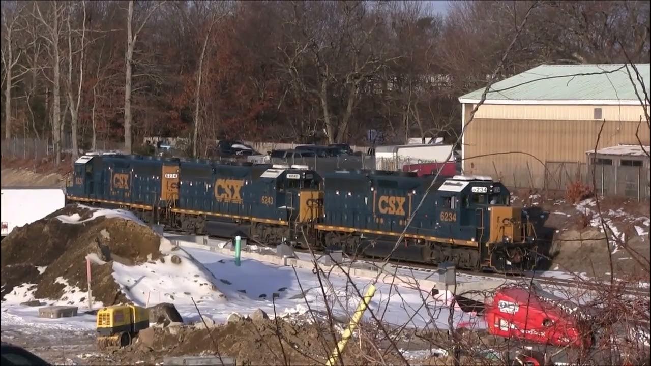 CSX B726 at under construction Middleboro, MA MBTA Train Station - YouTube