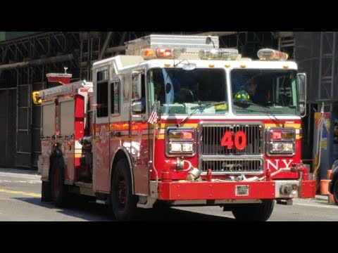 FDNY Engine 40 "Cavemen" Responding On Broadway In Manhattan, New York ...